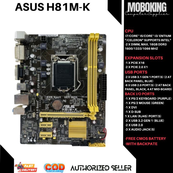 ASUS H81M-K Desktop 4TH GEN Motherboard H81 Socket LGA 1150 i3 i5 i7 DDR3 16GB | MoBoKing ...