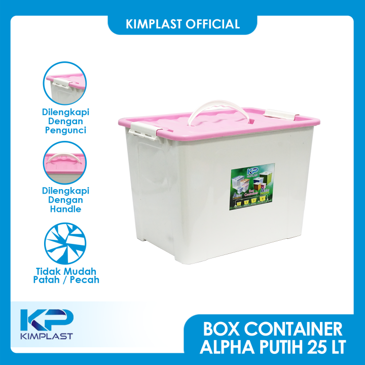 KIMPLAST BOX Container 25 liter Putih/ Dengan Pegangan Handle / Box ...
