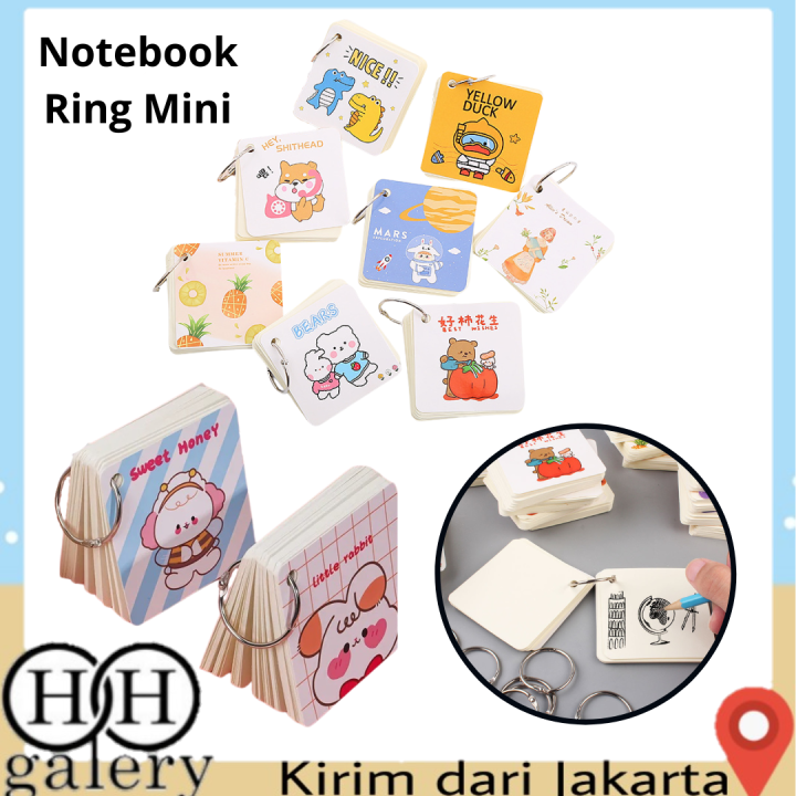 Notebook Ring Mini Isi 80 Lembar Buku Note Gantung Karakter Lucu Sticky ...
