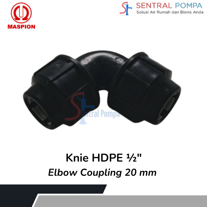 Knee HDPE 1/2" Knie Polos Selang PE Hitam / Pipa PDAM 1/2 inch 20mm ...