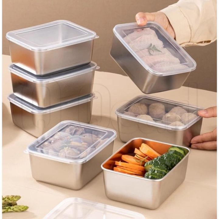 Stainless Steel Lunch Box with Lid Kitchen Thickened Food Storage ...