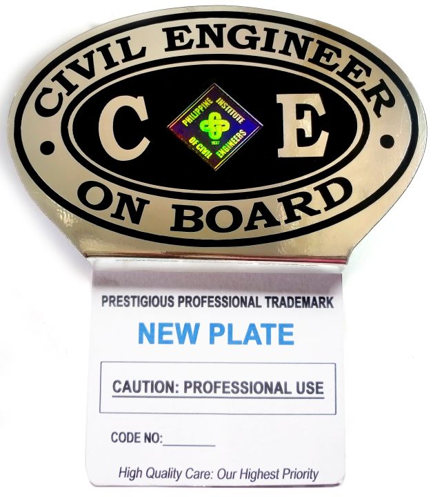 CE CIVIL ENGINEER ON BOARD CAR EMBLEM Silver Background | Lazada PH