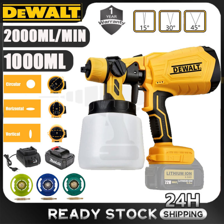 1000ML 72V DEWALT Electric Spray Gun Handheld Cordless High Power Paint ...