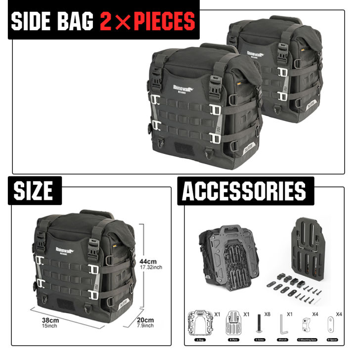 Rhinowalk Motorcycle Side Bag Waterproof 35L Quick Release Motorcycle ...