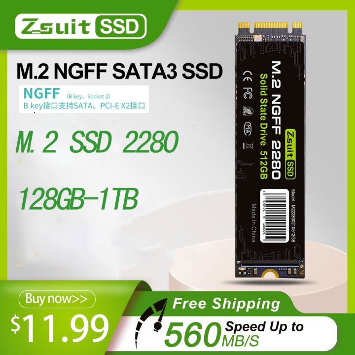 Zsuit M2 SSD SATA 128GB 256GB 512GB 1 TB โซลิดสเตทไดรฟ์500GB 1 TB M.2 ...