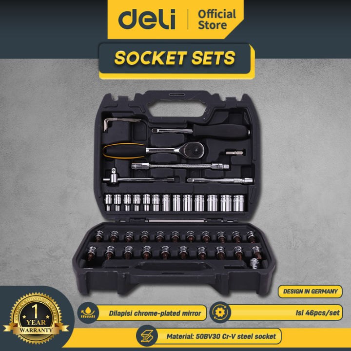 Deli Socket Sets / Paket Kunci Sok 46pcs/set Alat Perkakas EDL1046 ...