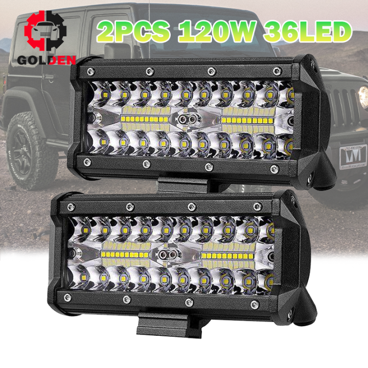 2PCS Lampu Tembak Offroad LED 36 Mata 3 Susun Super Terang 6000K Motor ...