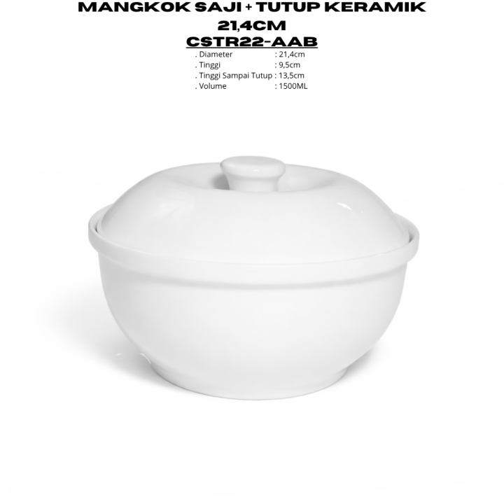 Casserole Keramik 21,4CM (1PSG) Putih Polos By Indo Keramik Mangkok ...