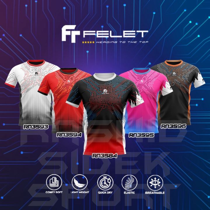 Felet Rn-3593,3594,3595,3596 Tournament Set Jersi Badminton jersey ...