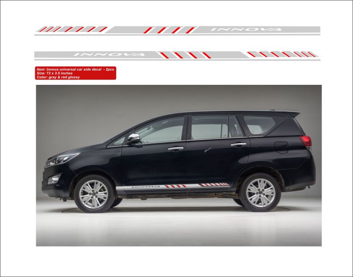 Toyota INNOVA body side sticker, cutout vinyl (gray & red glossy ...