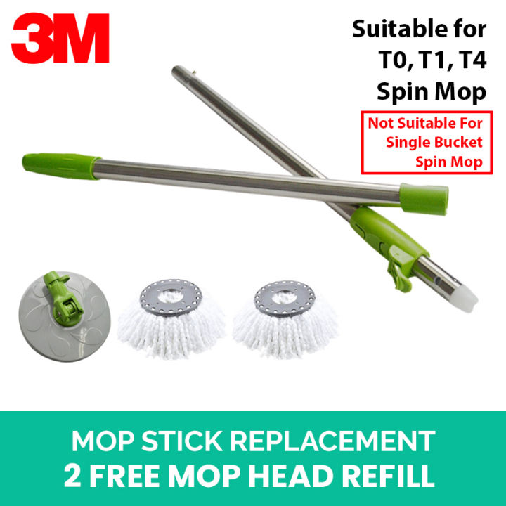 3M Scotch-Brite Spin Mop Replacement Stick Spare Part for T0 T1 T4 with 2 Mop Head Refill (NOT ...