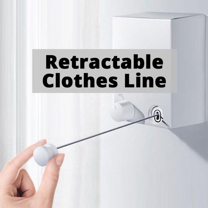 {SG} 4.2M Retractable Clothesline Wall-mounted Indoor Outdoor Washing ...