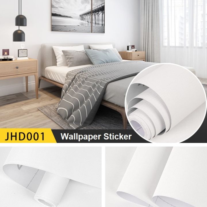 (Plain) White Texture Wallpaper Sticker PVC Waterproof Self-Adhesive ...