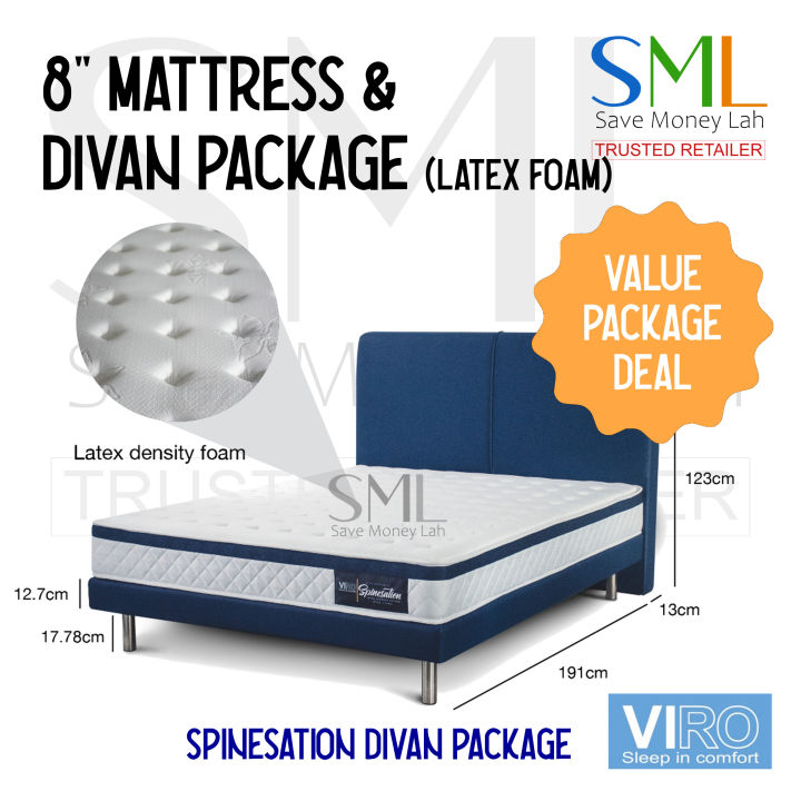 8 Inches Latex Foam Spring Mattress with Divan Bedframe Package - Viro ...