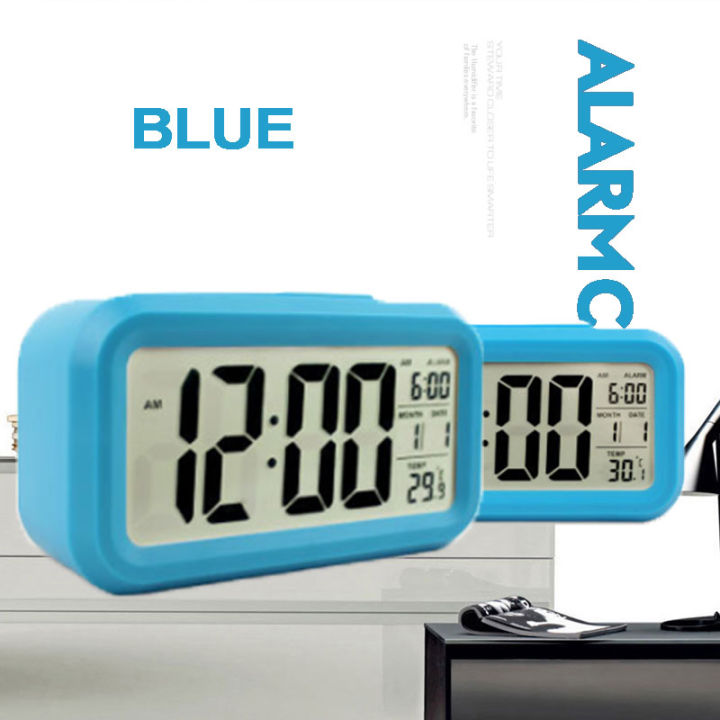 Digital Smart Temperature Snooze Alarm LCD Mute LED Backlight Clock Screen Desk Clock Data Time ...