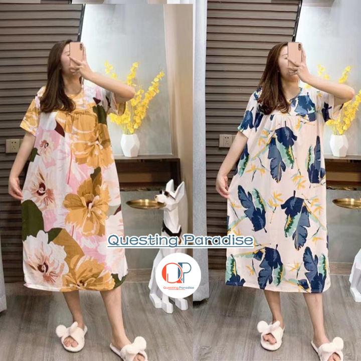 Q&P Korean daster Floral Plus Size sleepwear nightdress Homewear ...