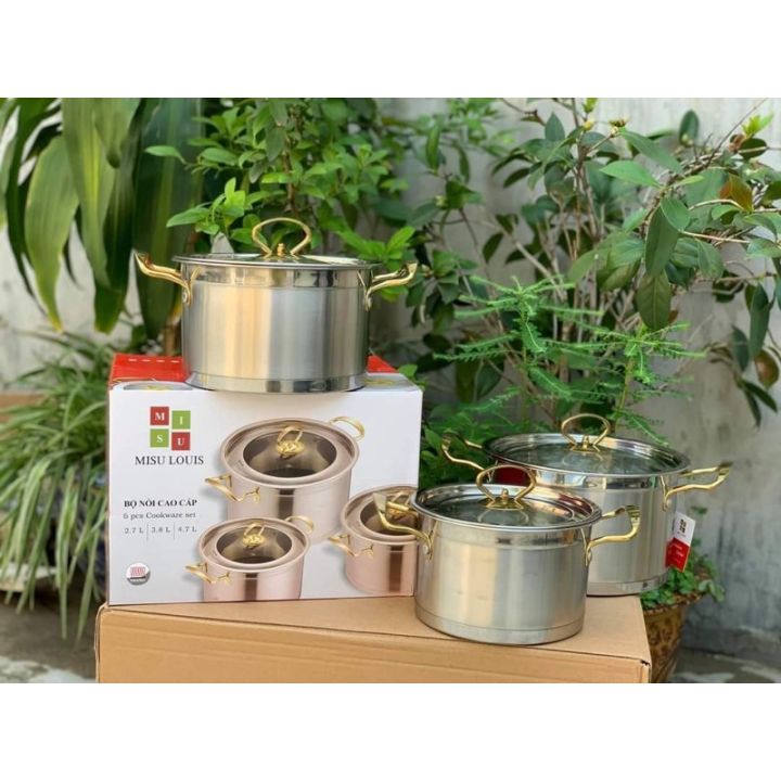 Bộ Nồi 3 Món Inox 304 Cao Cấp MISU LOUIS 18-20-22CM Bộ Nồi Inox Đức Gồm ...