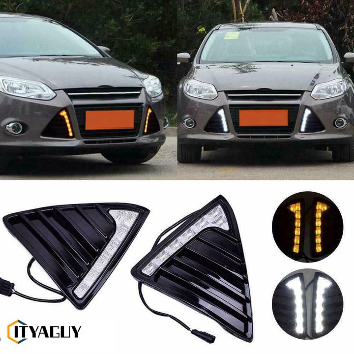 1 Pair Daytime Running Light Turn Signal LED DRL Lamp For Ford Focus ...