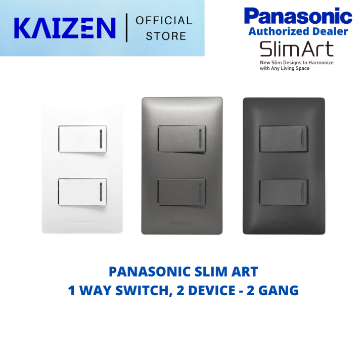 Panasonic Slim Art Series 1 Way 2 Device - 2 Gang Switch (Snow White ...