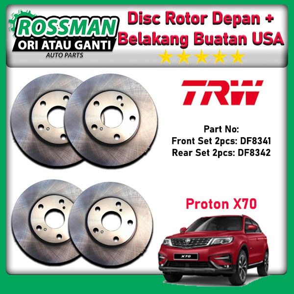 Proton X70 Disc Rotor TRW Original USA Front & Rear Set DF8341 + DF8342 ...