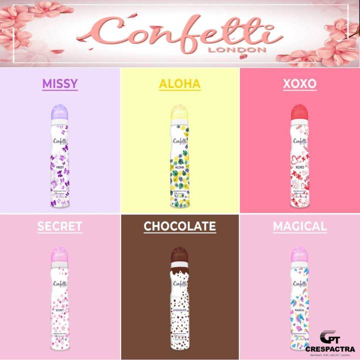 Confetti London Body Spray Gift Set 100ml x 6 / Deodorant / Fragrance ...