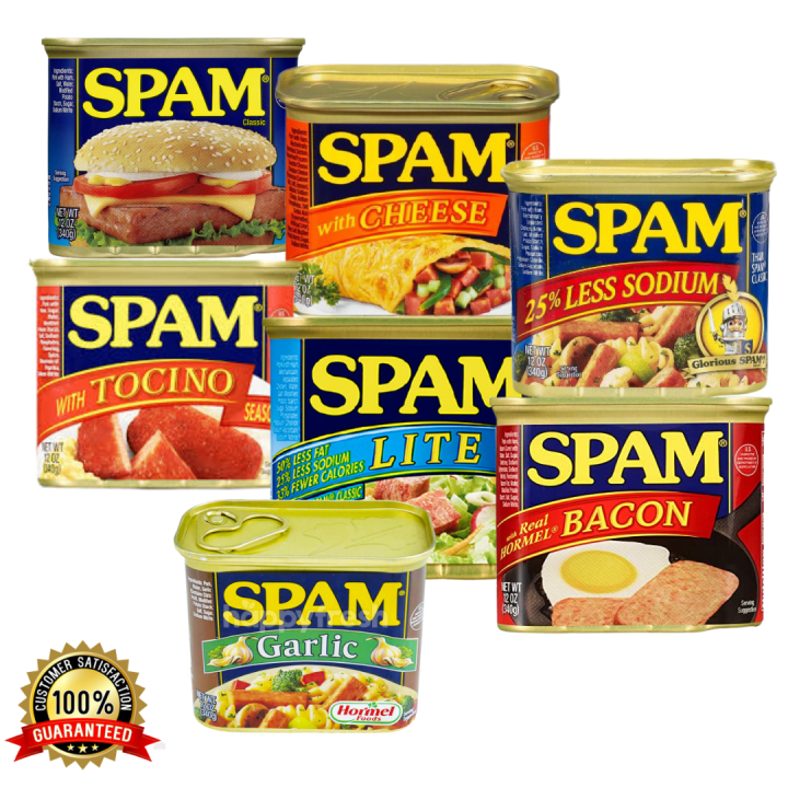 ORIGINAL SPAM LUNCHEON MEAT 25%LESS SODIUM BACON CHEESE CLASSIC GARLIC ...