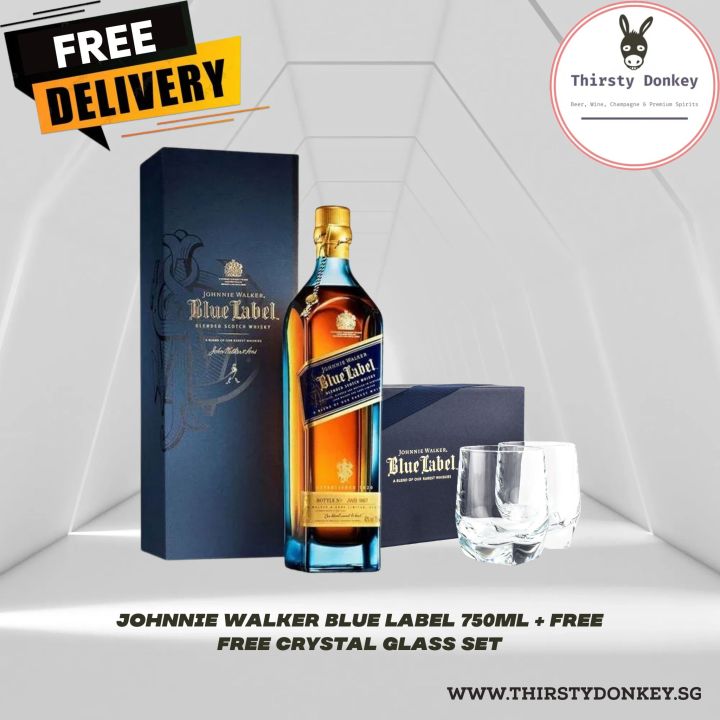 Johnnie Walker Blue Label 750ml + Free Crystal Glass set | Lazada Singapore
