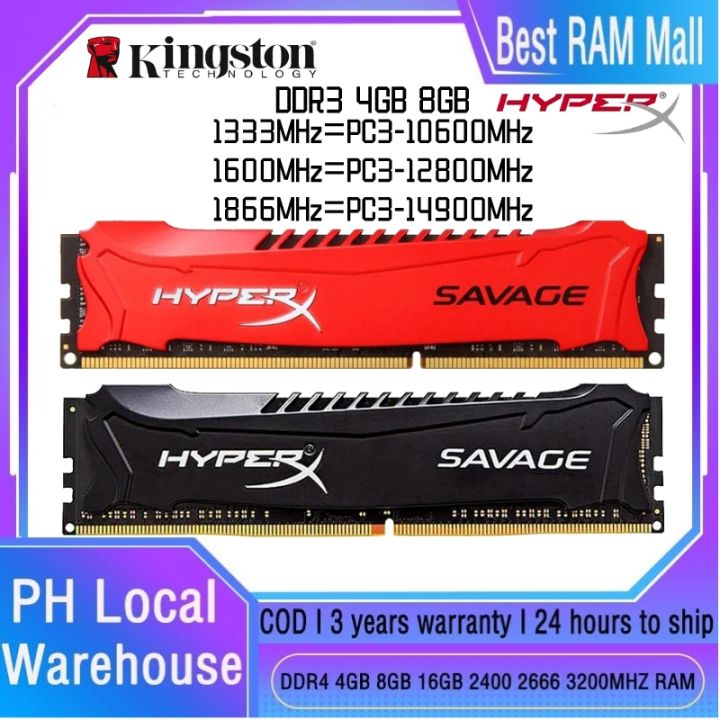 Local 24H Ship Kingston HyperX Savage Memory RAM DDR3 4GB 8GB 1333 1600 1866 PC3 DIMM For ...