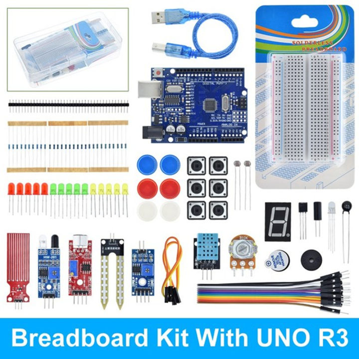 【Ready Stock】Basic Starter Kit Compatible With Arduino UNO R3 With Breadboard, Jumper Wire, LED ...