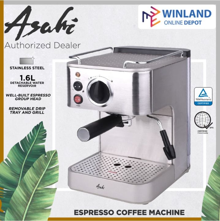 Asahi by Winland Stainless Steel Espresso Coffee Machine Maker 9 Cups ...