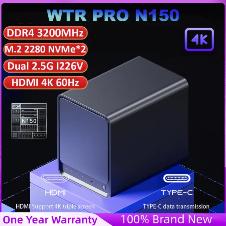SZBOX WTR PRO Mini PC with 4 Bay Nas N150 DDR4 Supports 2.5/3.5" HDD*4 ...