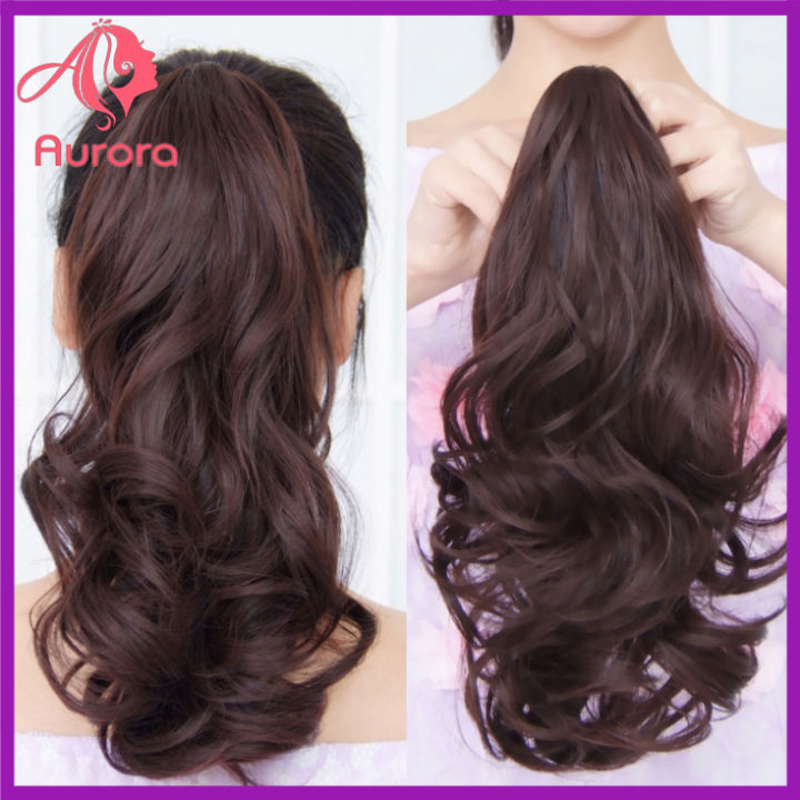 "Aurora" Wig ponytail female mid-length fake ponytail clip-on curls ...