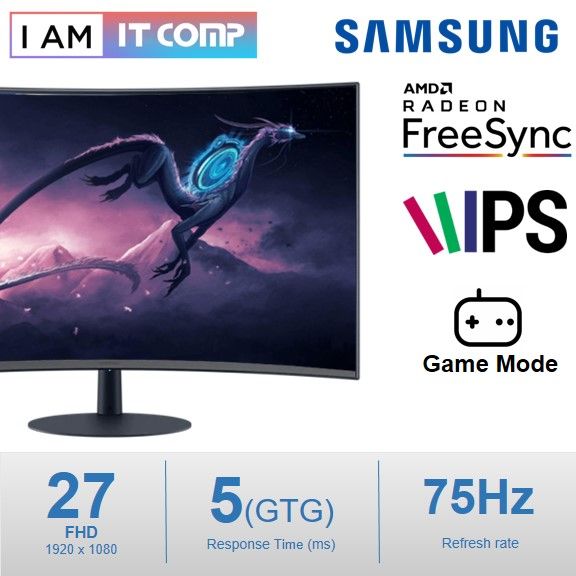 SAMSUNG 27 Inch LC27T550FDEXXM FHD(1920X1080) ,Curved , 4MS , 75Hz ...