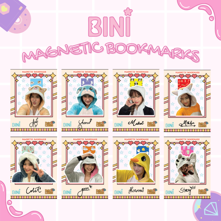 BINI Onesie Magnetic Bookmarks - Glitter coated and back to back print ...