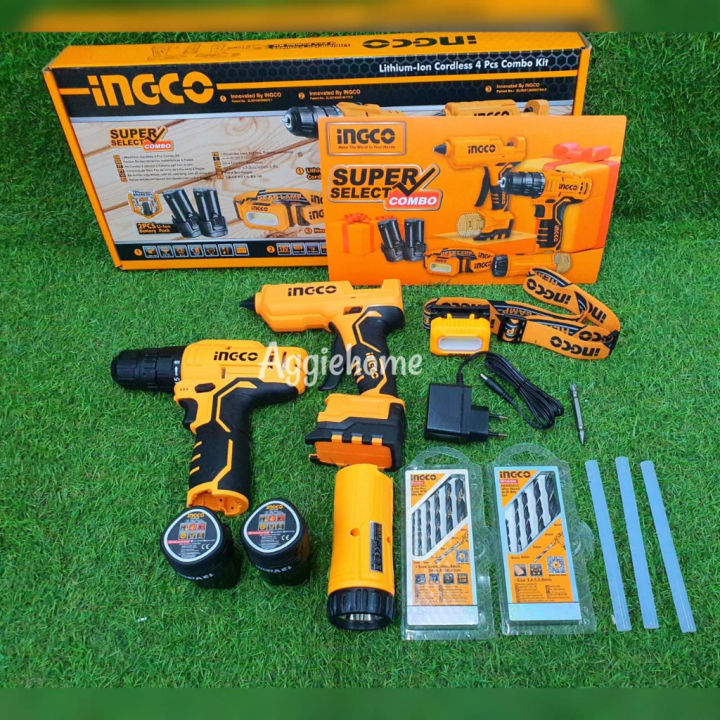 INGCO COMBO SET เครื่องมือ 4 ชิ้น รุ่น COSLI22121 สว่าน / ปืนยิงกาว /ไฟ ...