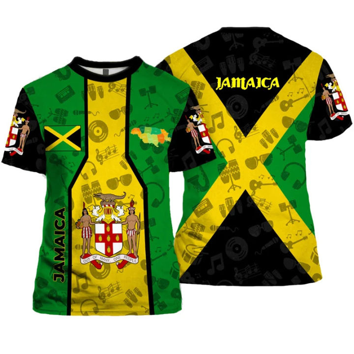 Jamaica Flag Graphic T Shirt For Men Jamaican National Emblem 3D ...
