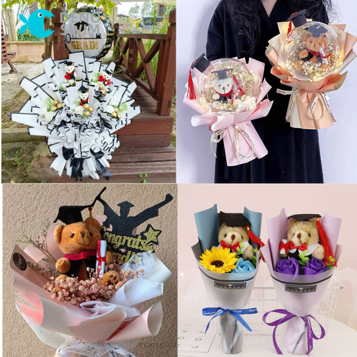 DENOSWIM DIY Graduation Romantic Cute Bear Bouquet Kitty Stitch ...