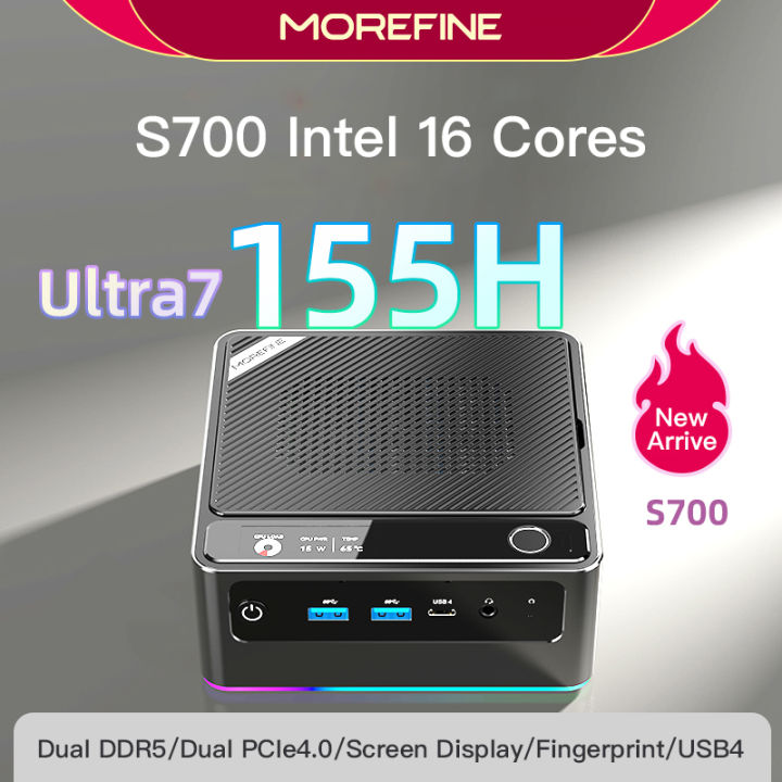 MOREFINE Mini PC S700 Intel Ultra 7 155H CPU DDR5 NVMe M.2 SSD Triple ...