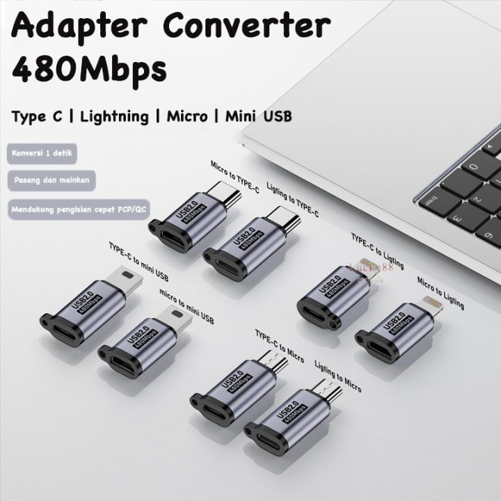 Adaptor Converter 480Mbps Type C | Lightning | Micro | Mini USB ...