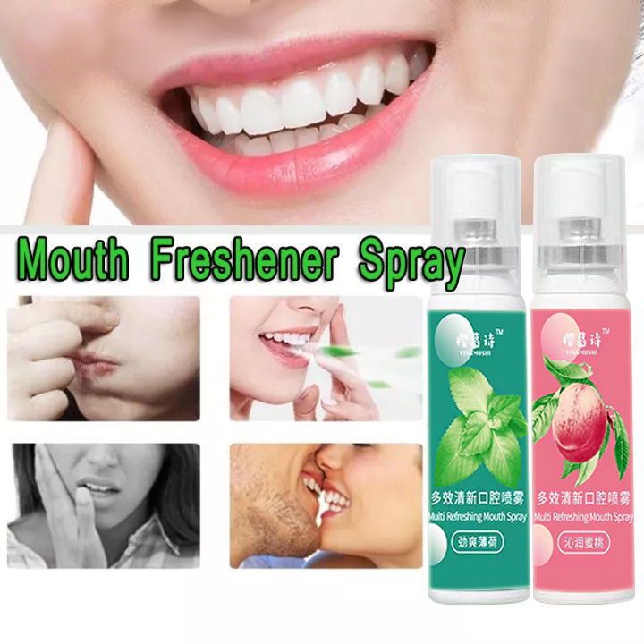White Peach/Mint Mouth Spray Portable Mouthwash Multi-effect Fresh and ...