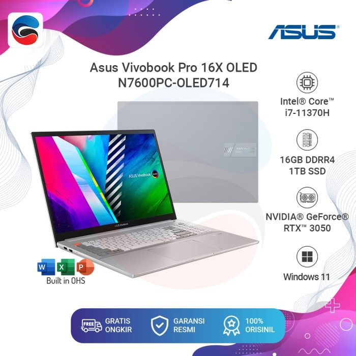 ASUS Laptop Vivobook Pro 16X OLED N7600PC OLED714 Intel Core i7 16GB ...