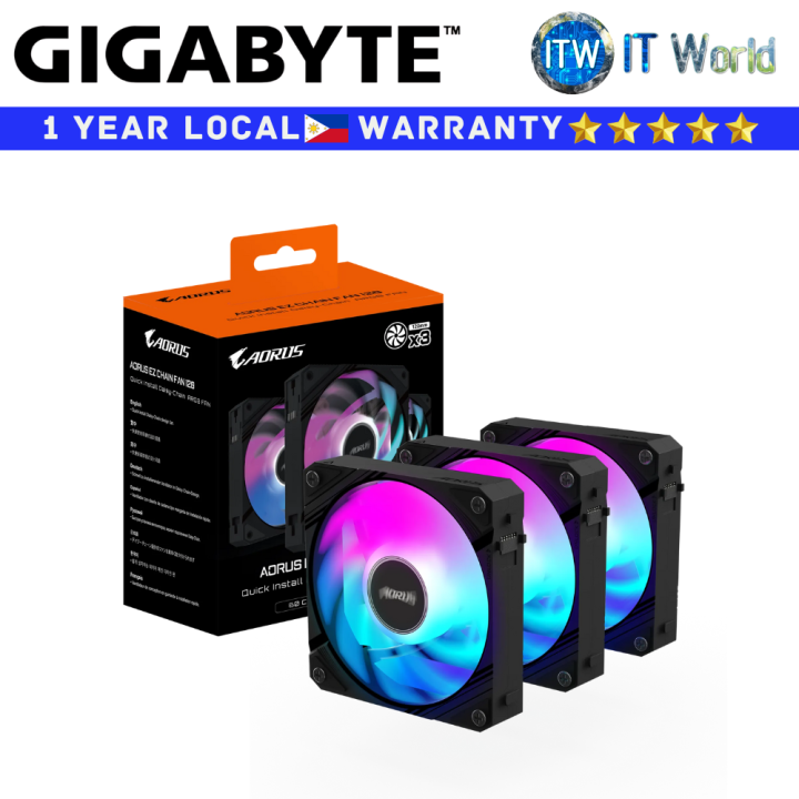 Itw | Gigabyte PC Fan Aorus EZ Chain Fan 120 Black (3-Pack) (GP ...