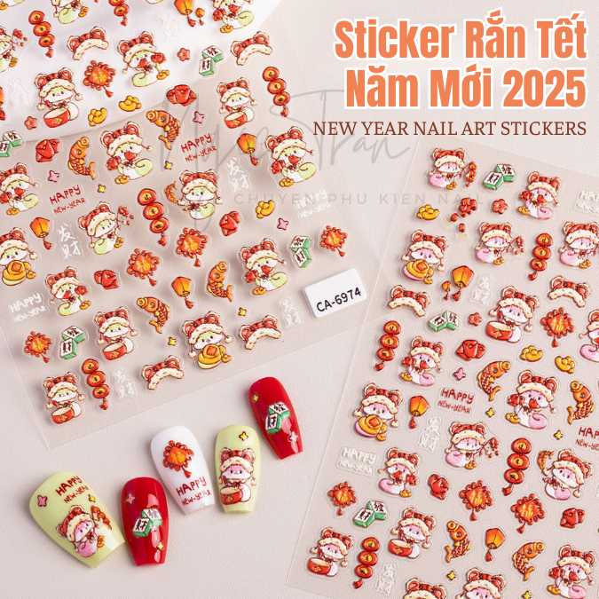 Sticker 5D Nổi | Rắn Tết Năm Mới 2025 | Hình Dán Móng Tay | Lazada.vn