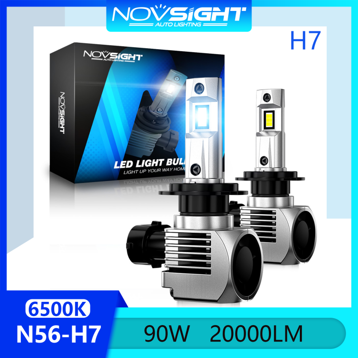 Novsight N56 H7 LED Headlight Bulb Kit 90W 20000LM 6500K White Super Bright LED Lights for Car ...
