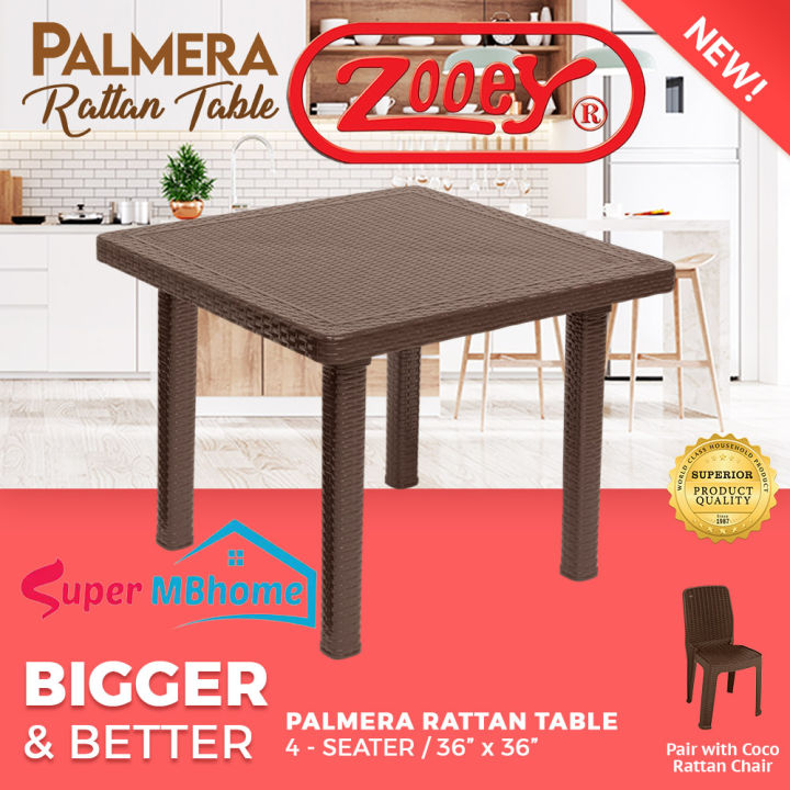 ZOOEY Palmera Rattan Table ,Dining Table ,Monoblock Table ,4 Seater ...