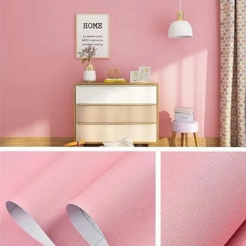 Wallpaper Dinding Motif Polos pink Ukuran 45CM X 8-9 METER - pink muda ...