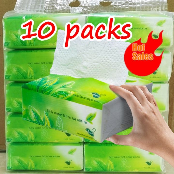 (600 sheets x 10 Packs) Organic green tea Facial Tissue Paper towel 3 ...