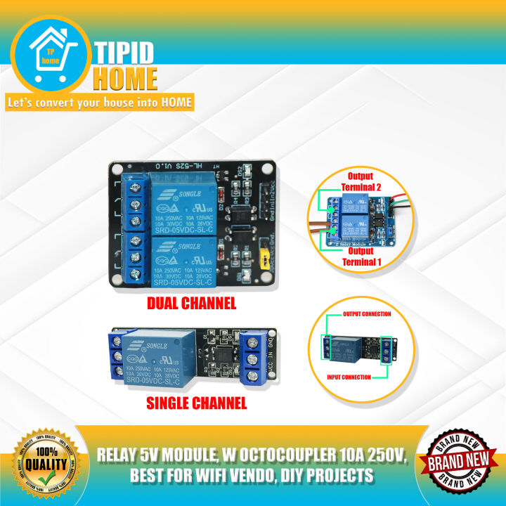 RELAY 5V MODULE, W/ OCTOCOUPLER 10A 250V, BEST FOR WIFI VENDO, DIY PROJECTS | Lazada PH