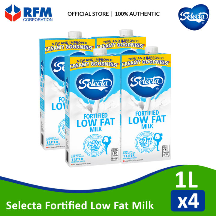 Selecta Fortified Low Fat Milk 1 Liter - Set of 4s | Lazada PH