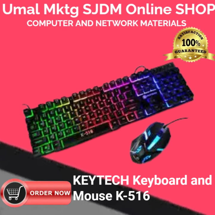 Keytech K516 Backlit LED RGB Gaming Keyboard Mouse Combo | Lazada PH